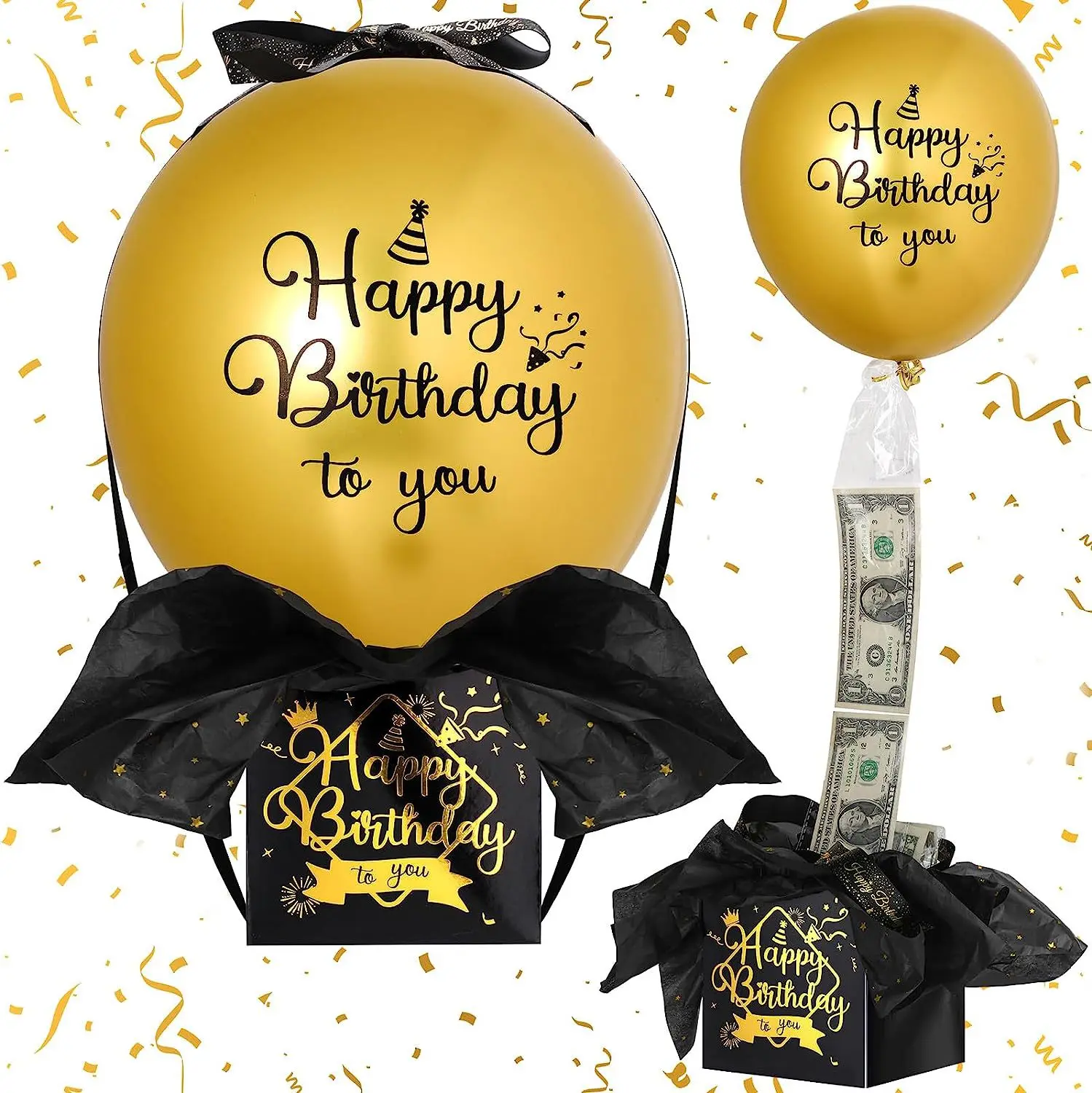 Funny Pull Money Balloon Box For Cash Pull Happy Birthday Surprise ...