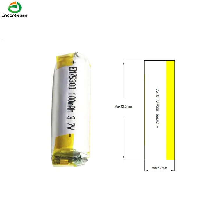 Smallest Li Polymer Batteries - 80mah, 100mah, 75300