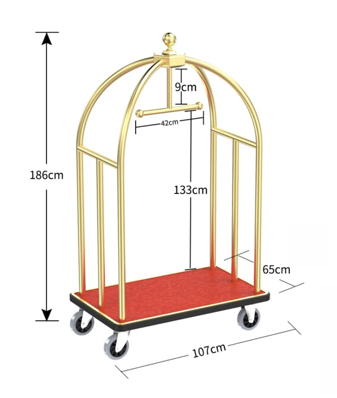 Hotel Luxury Crown Foldable Bellboy Cart Rack Concierge Birdcage Barrow ...