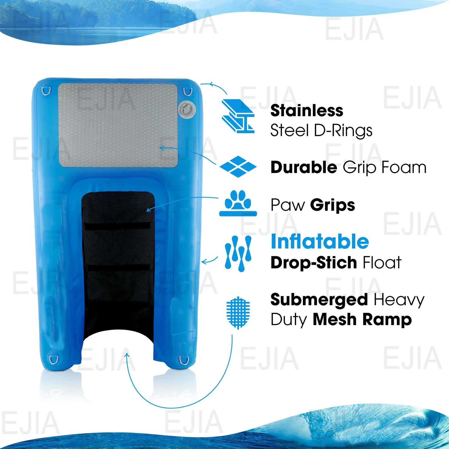 Inflatable Pup Plank - Durable Dog Water Ramp for Fun