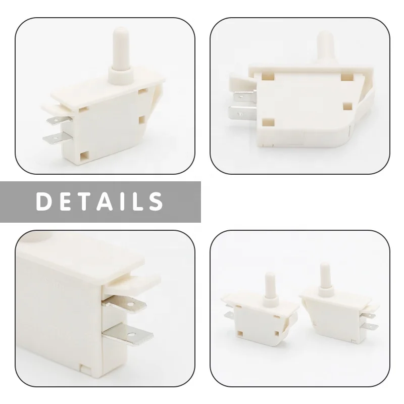 2 Pin Self-resetting Refrigerator Door Switch Freezer Push Button ...