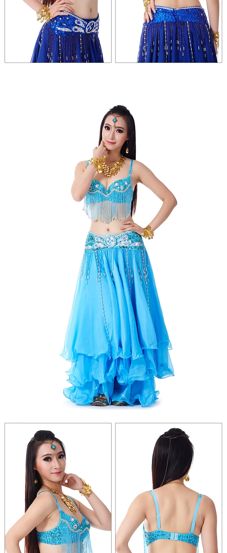 Sequin Beaded Belly Dance Bra with Tassel - Bellyqueen