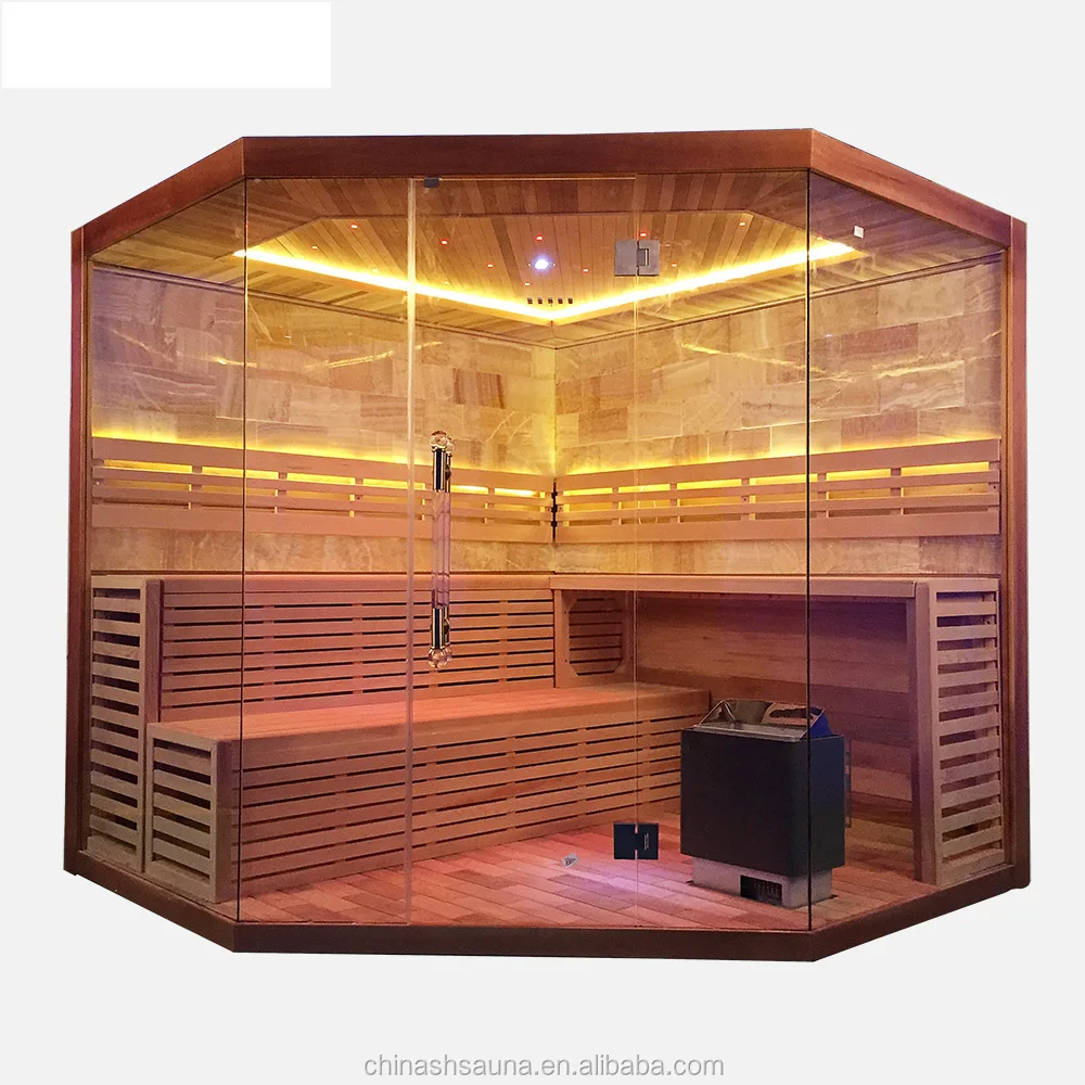 6 Person Canada Solid Wood Red Cedar Himalayan Salt Blocks Steam Sauna ...