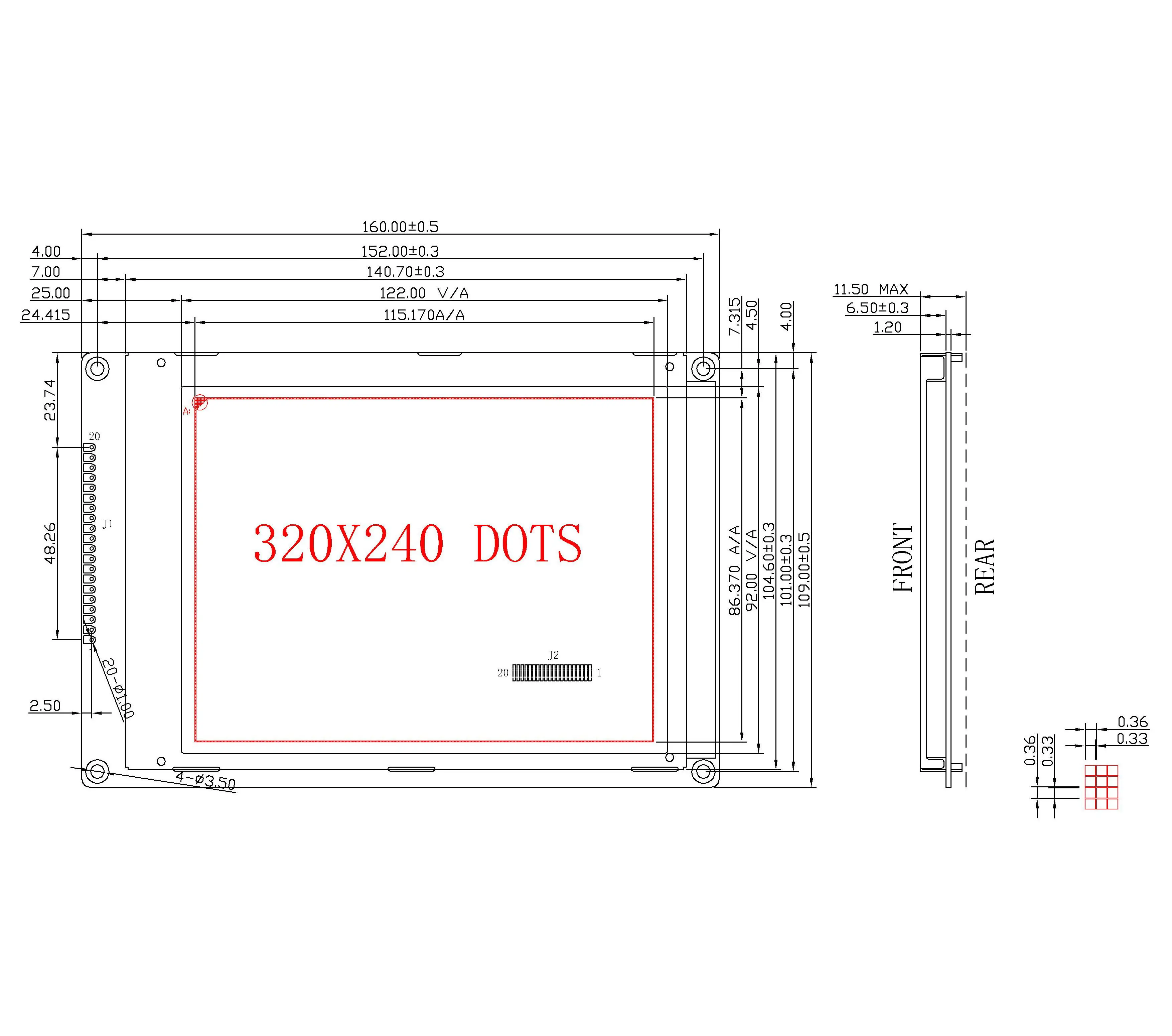 Monochrome 320x240 Dots Liquid Crystal Display Screen 5.7 Inch Fstn ...