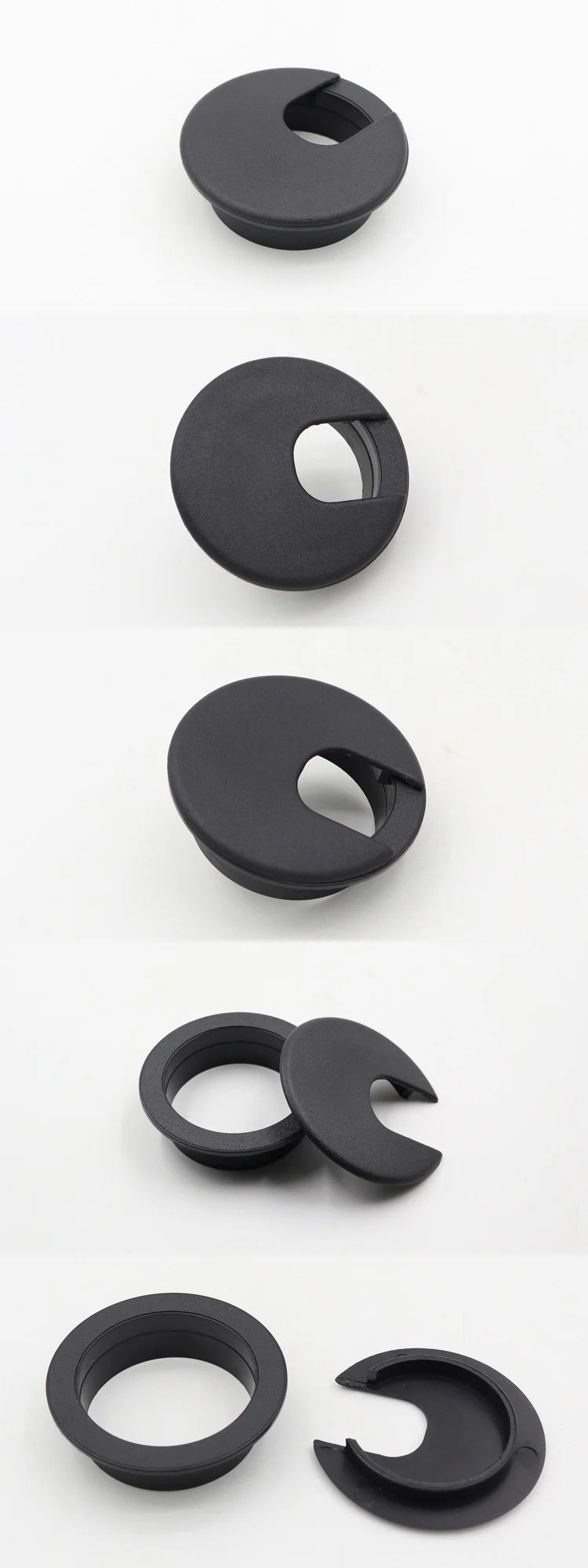 50mm Plastic Conference Table Cable Grommet - Black