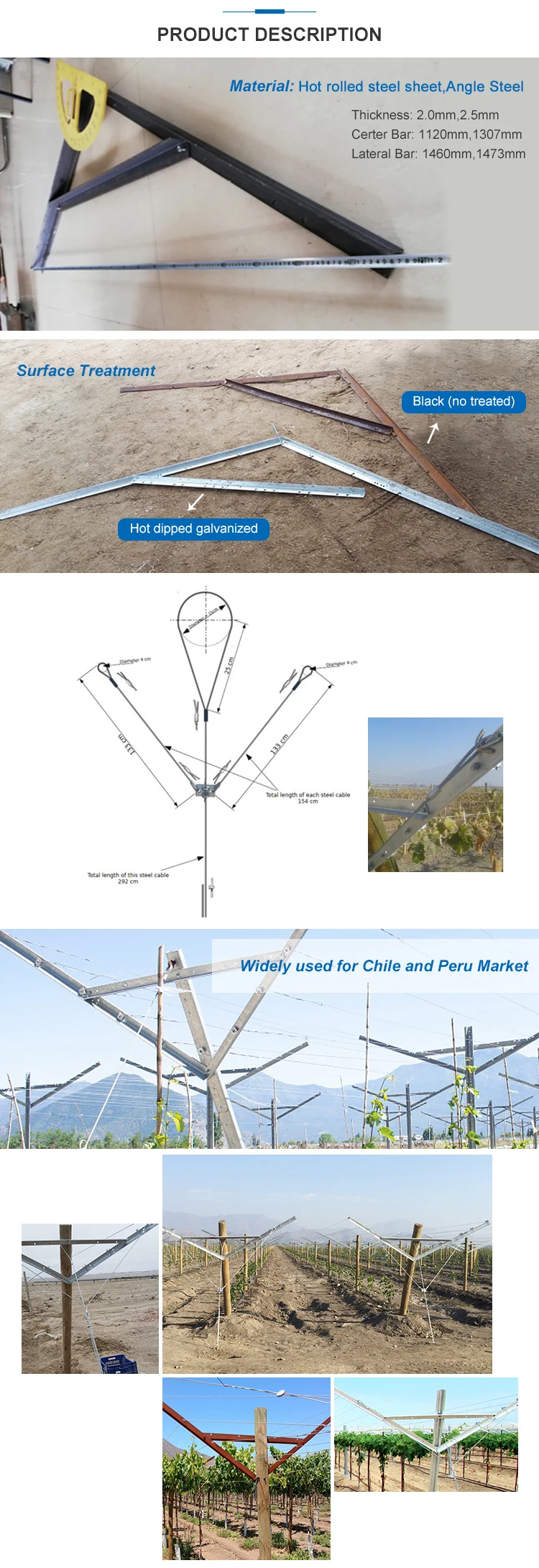 Y Shaped Open-gable Trellis System Anti Hail Pillars Metal Y Sharp Open ...