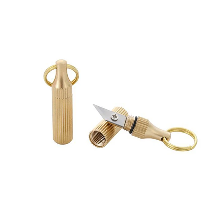 Mini Compact Retractable Utility Knife Pocket Brass Keychain Knife ...