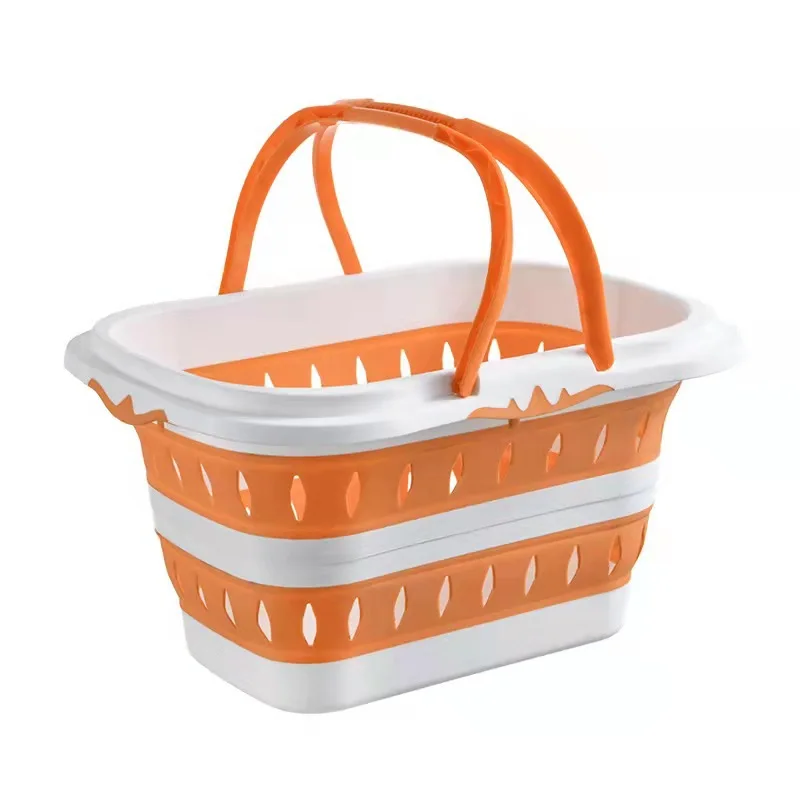 Collapsible Plastic Laundry Baskets with Handles Washing Bin Kitchen ...