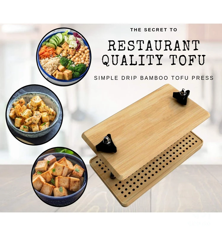 Bamboo Simple Drip Tofu Press,With Tofu Strainer And Attachable Drip ...