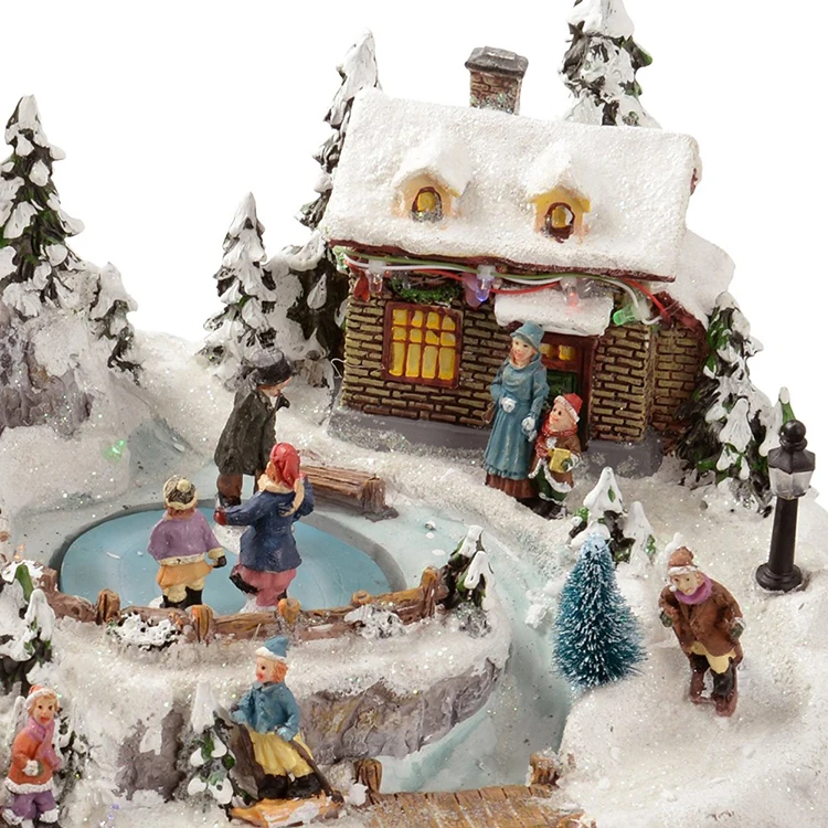 Animated Polyresin Christmas Led Village Model With Moving Gifts ...