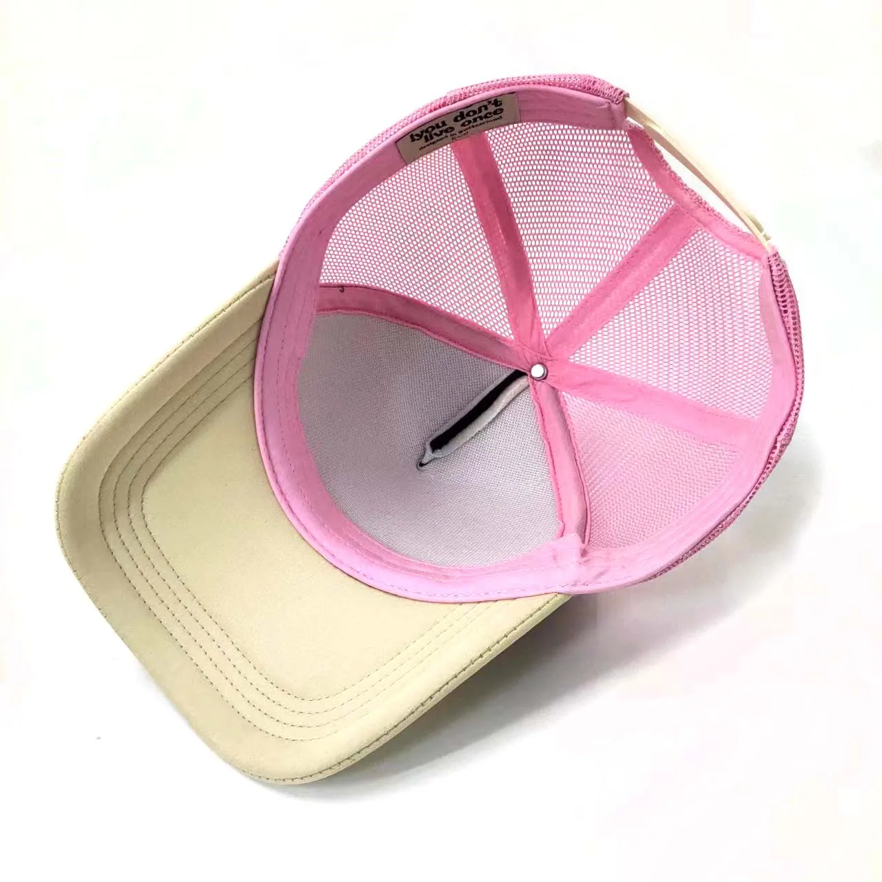 Two Tone 3D Powder Puff Print High Quality Mesh Trucker Hat Embroidery ...