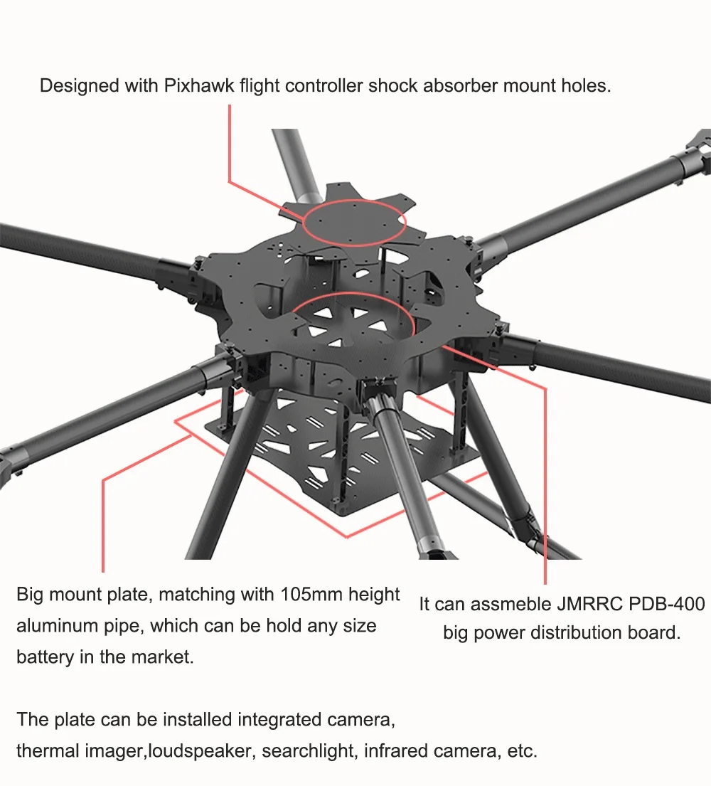 Jmrrc 6-rotor Multi-rotor Hexacopter Frame 960mm Airframe Kit Fpv ...