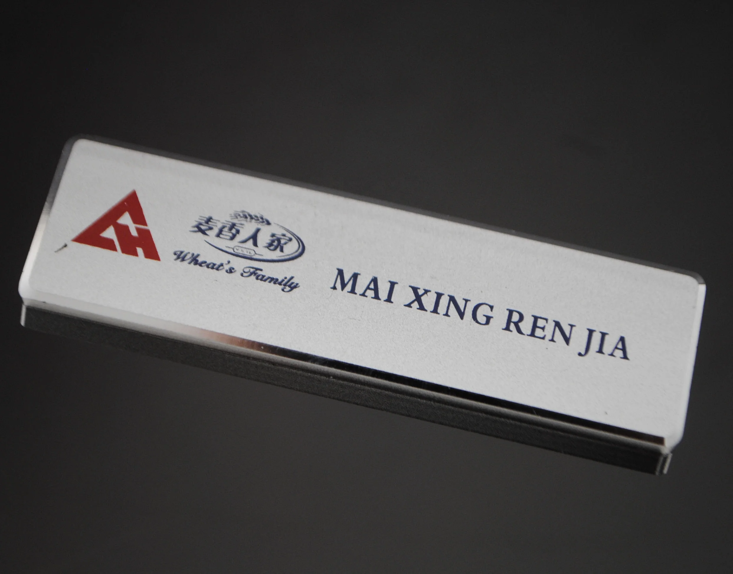 Reusable Unique Metal Magnetic Name Tag - Silver & Aluminum
