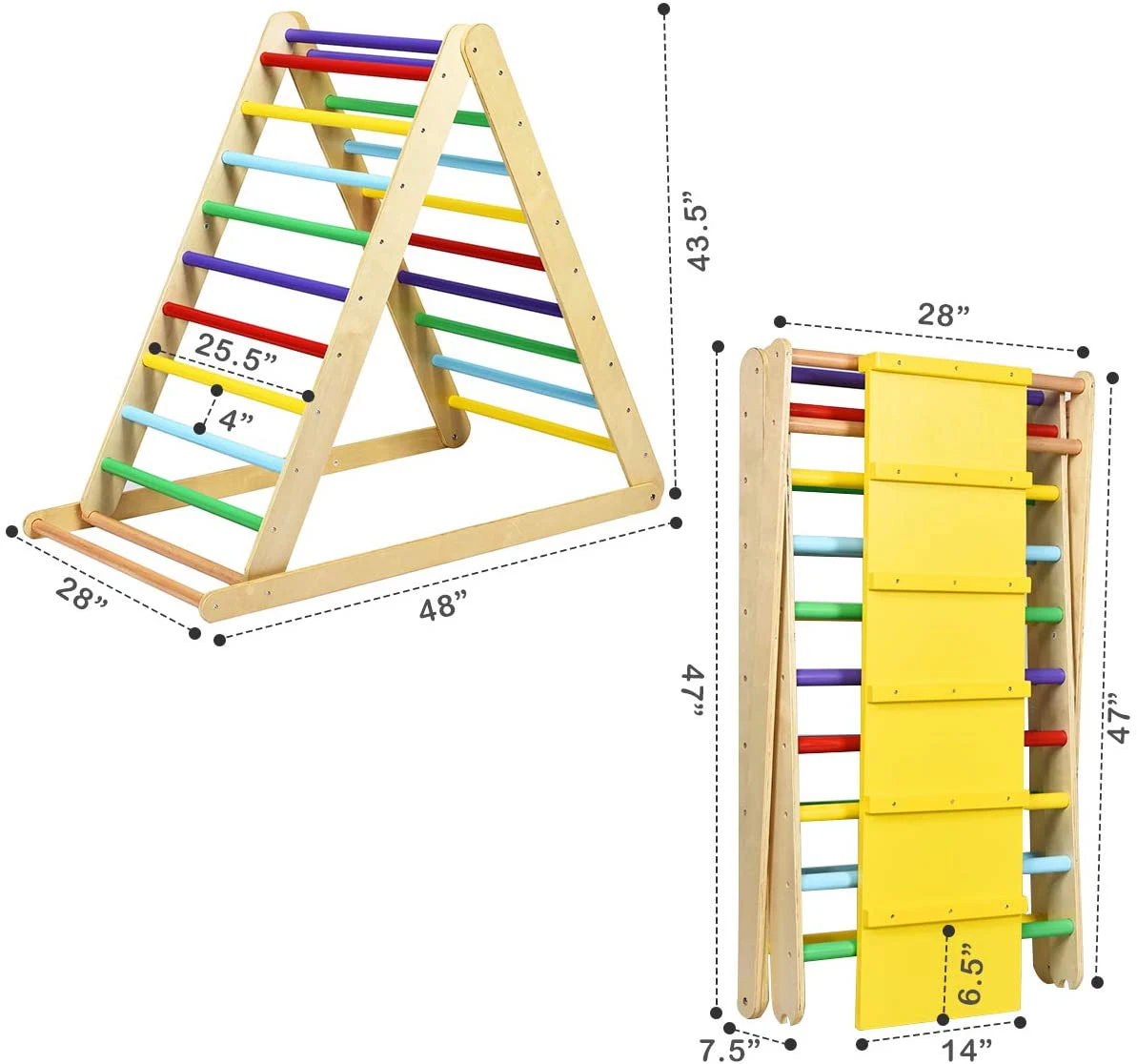 Foldable Wooden Toddler Climbing Triangle Ladder For Sliding & Climbing ...