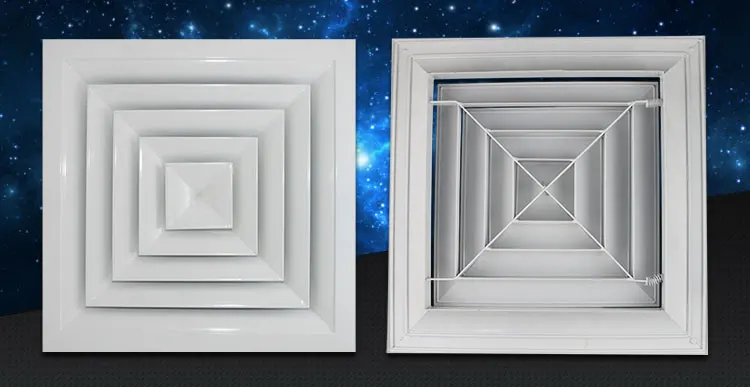 High Quality Aluminum Air Conditioning Square Curve 4-way Diffuser ...
