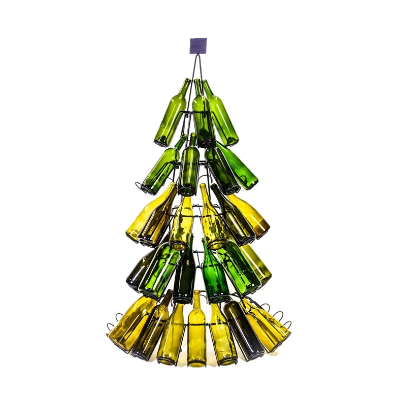 60 Bottles Christmas Tree Display Rack | Metal Wine Racks for Parties ...