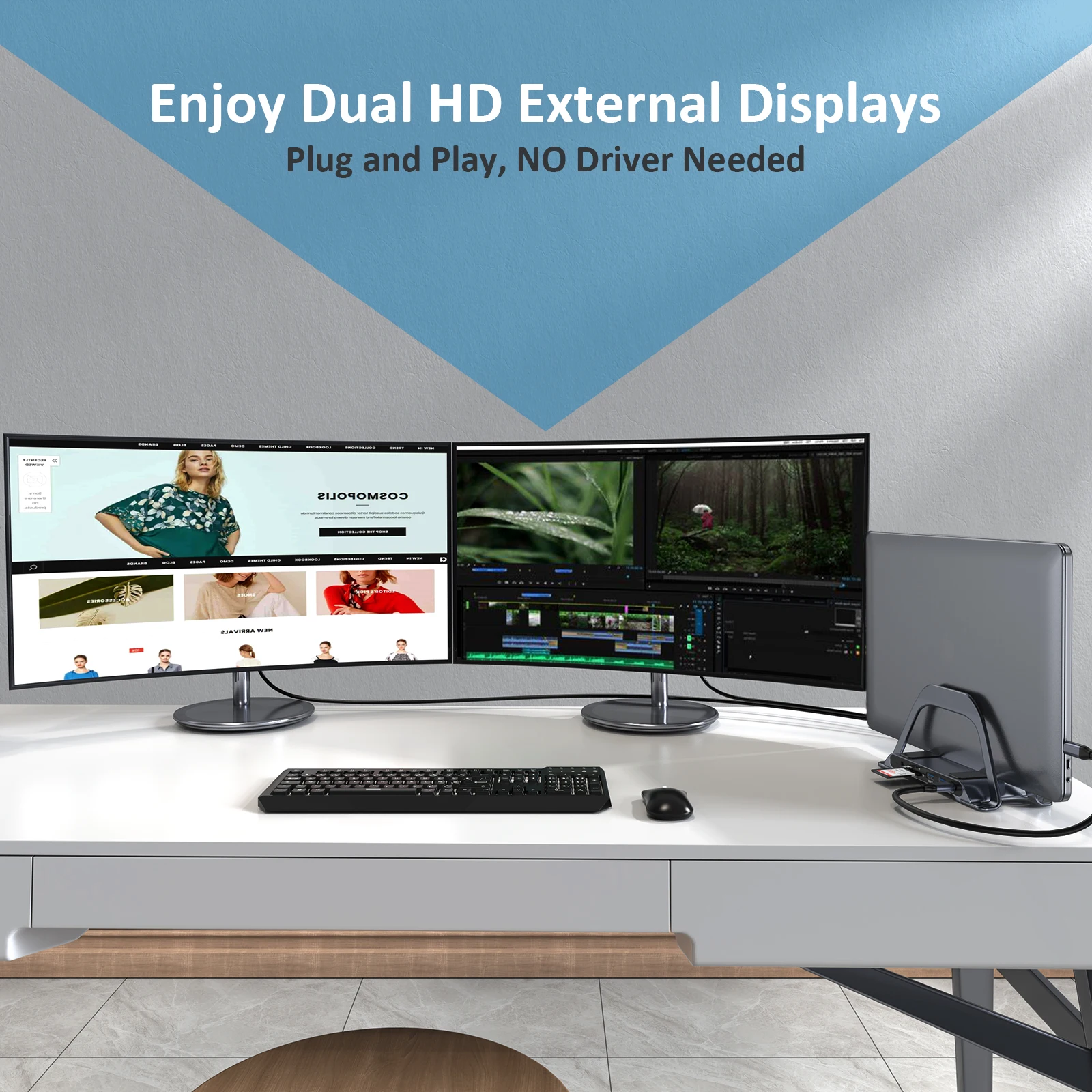 Usb C Docking Station With Vertical Stand Extend 2 Monitor 100w Pd Usb ...