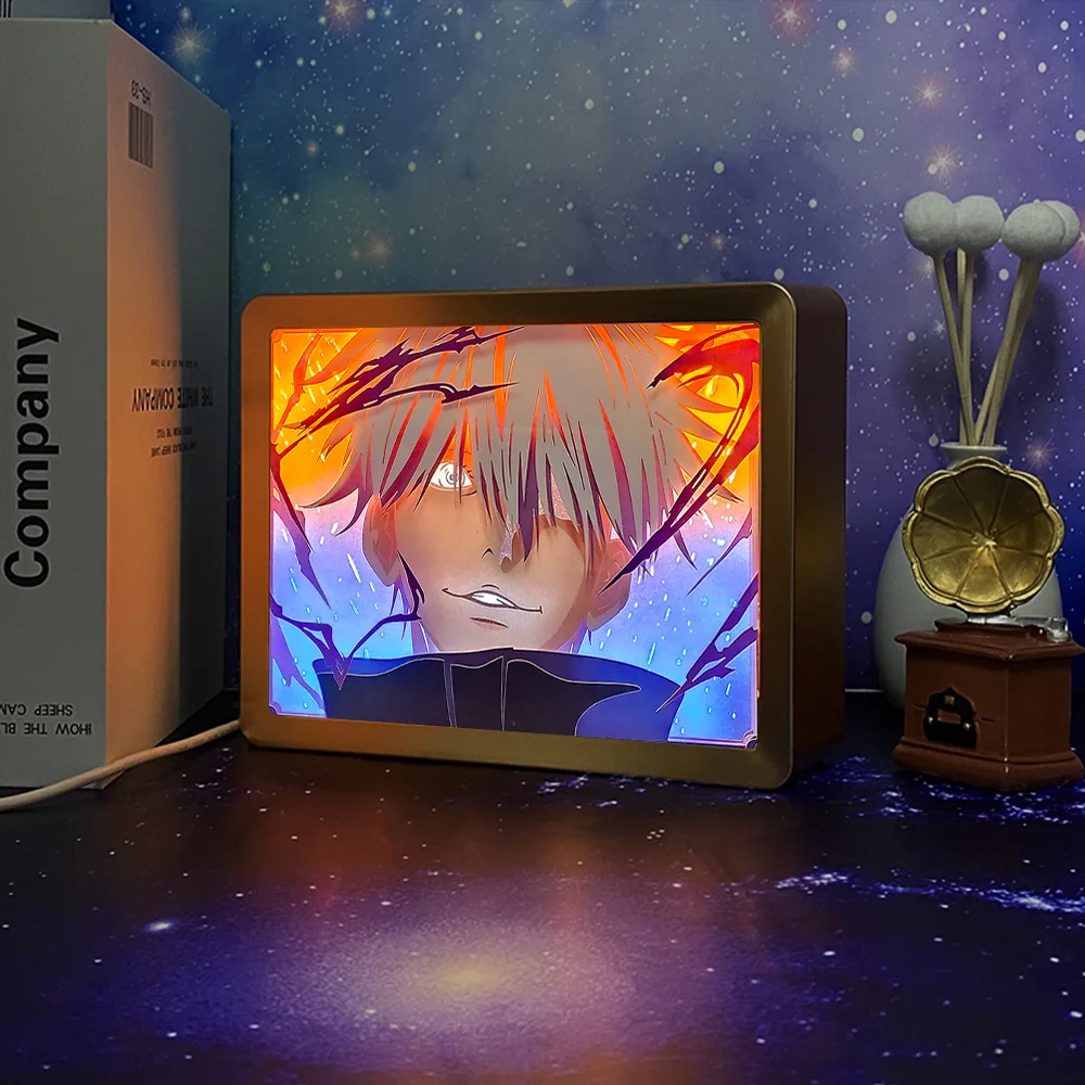 Jujutsu Kaisen Figure Set Gojo Satoru Figure Anime Paper Cut Light Box ...
