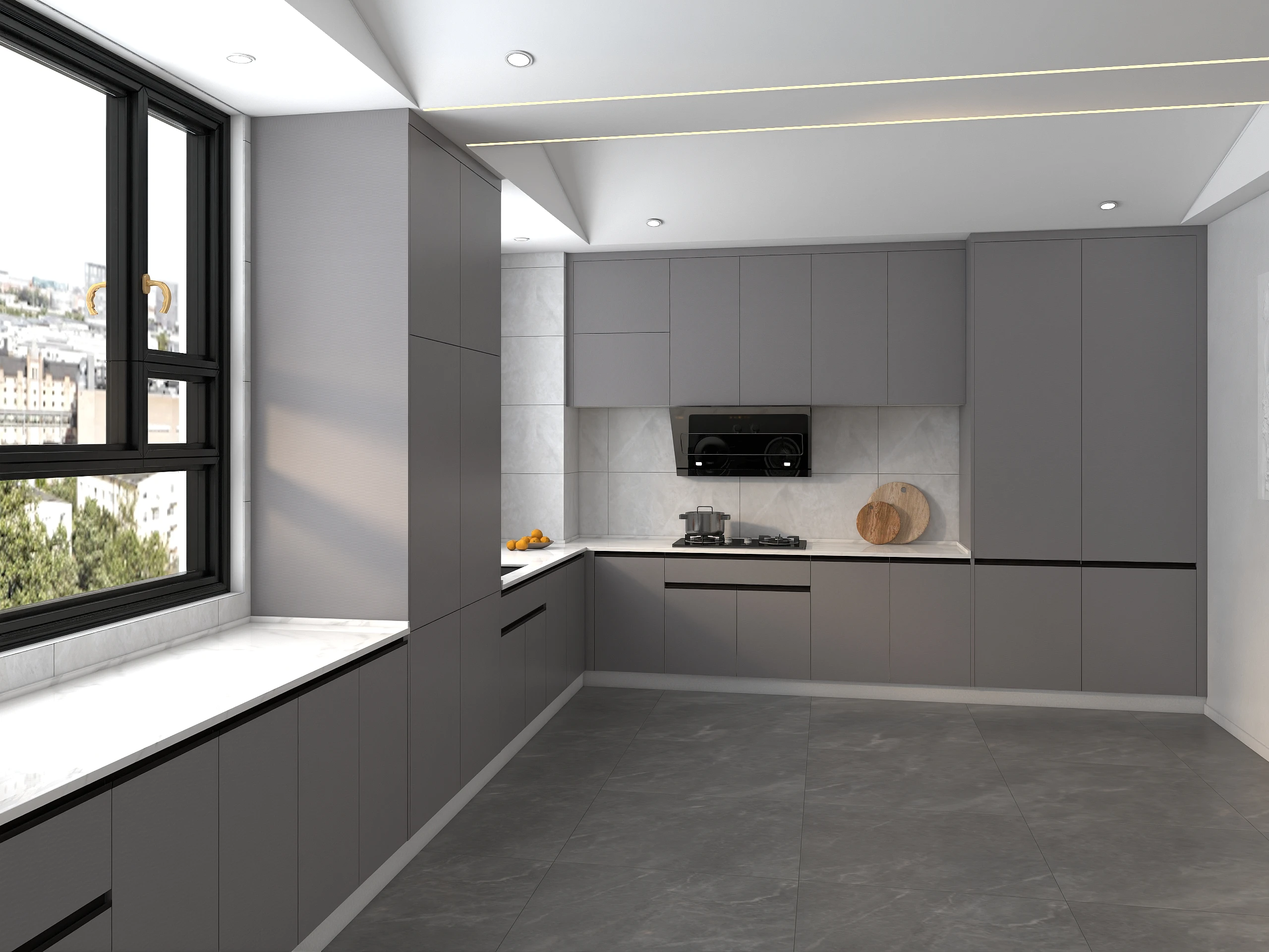 Modular Kitchen Furniture Modern Handless Lacquer Whole Sales Kitchen ...