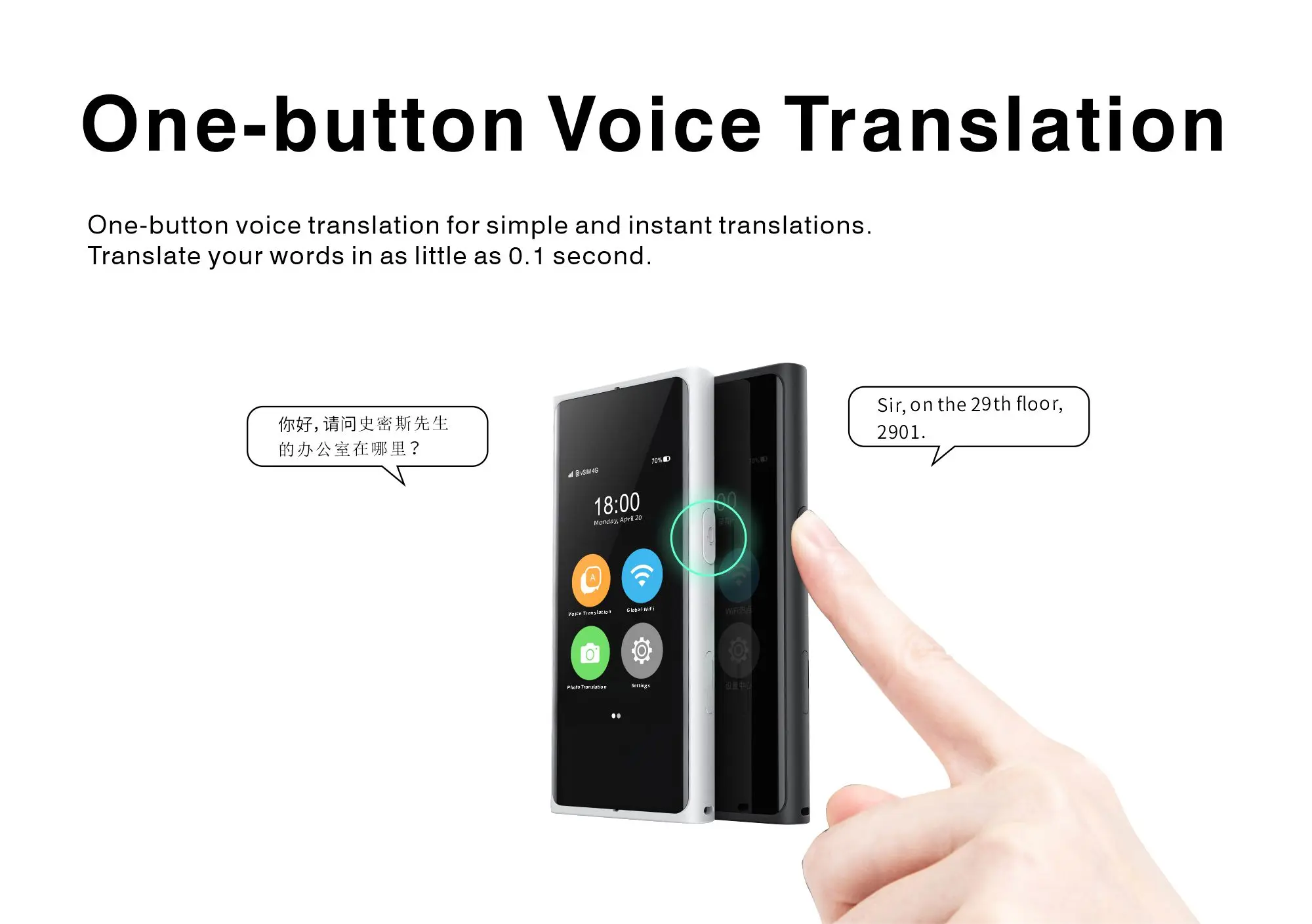 Smart Language Translator Device Handheld Voice Instant Translation 40 ...