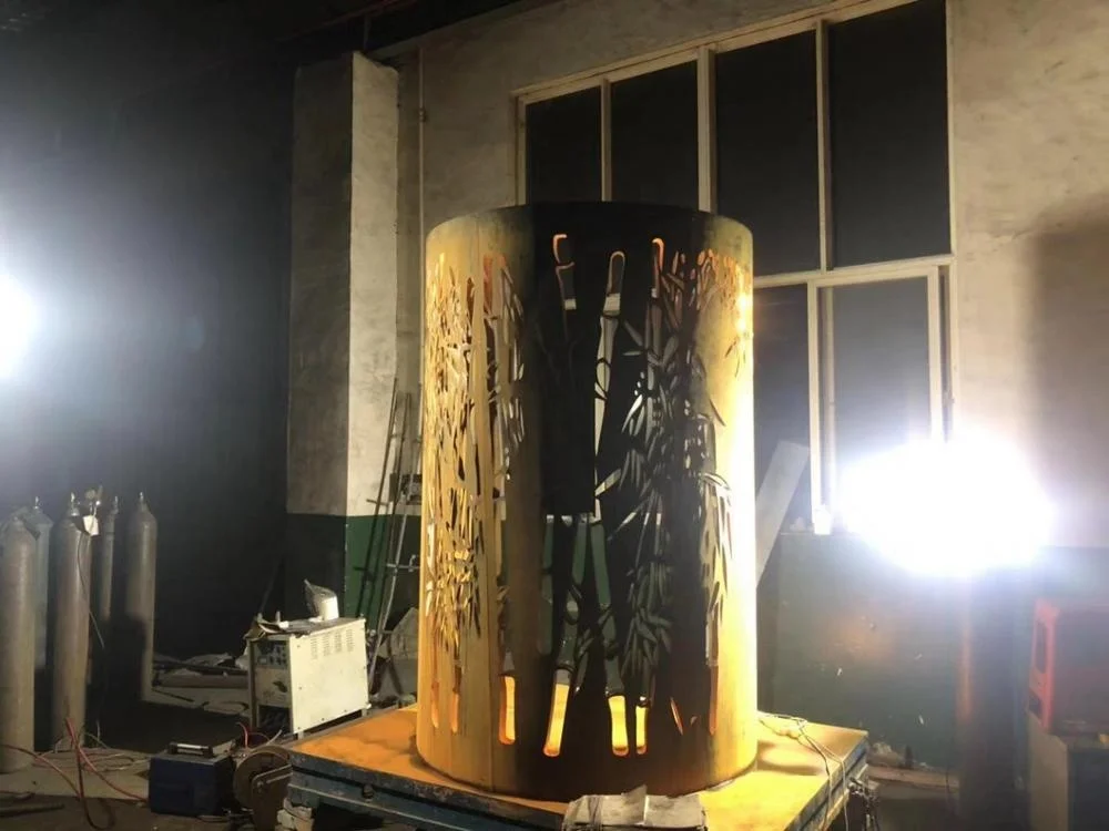 Weathering Steel Corten Sculpture Lamp Light Box