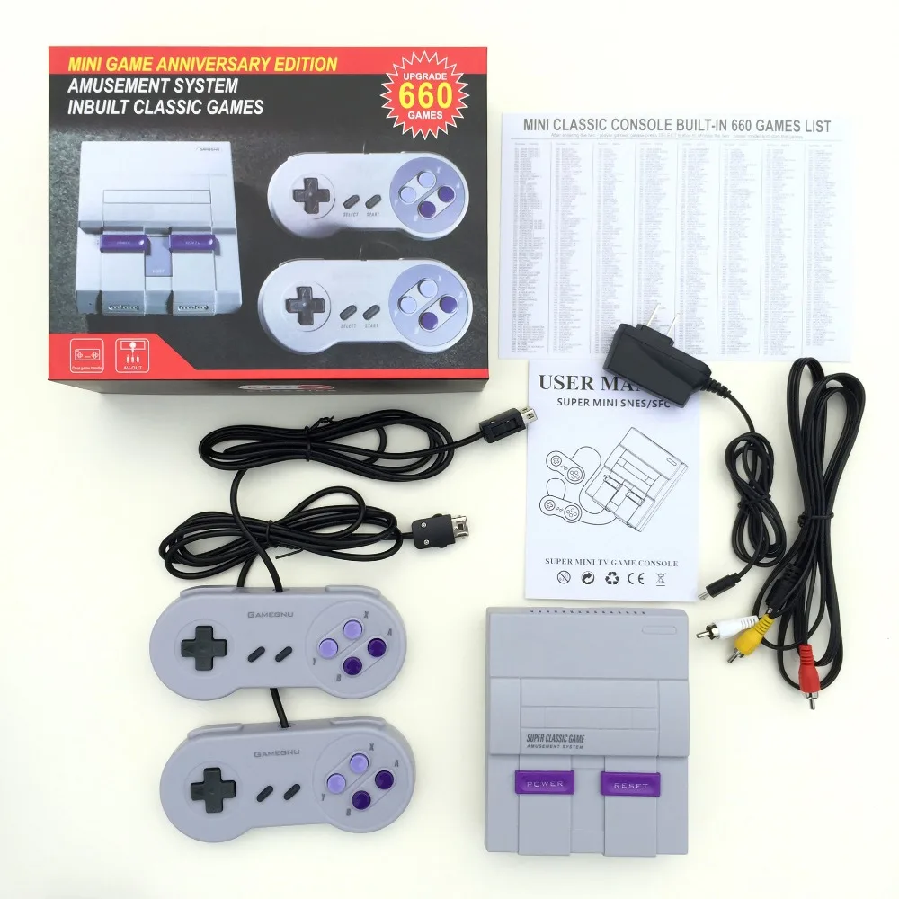 Super Snes 8-bit Home Mini Game Retro Classic Av / Hd Output Handheld ...