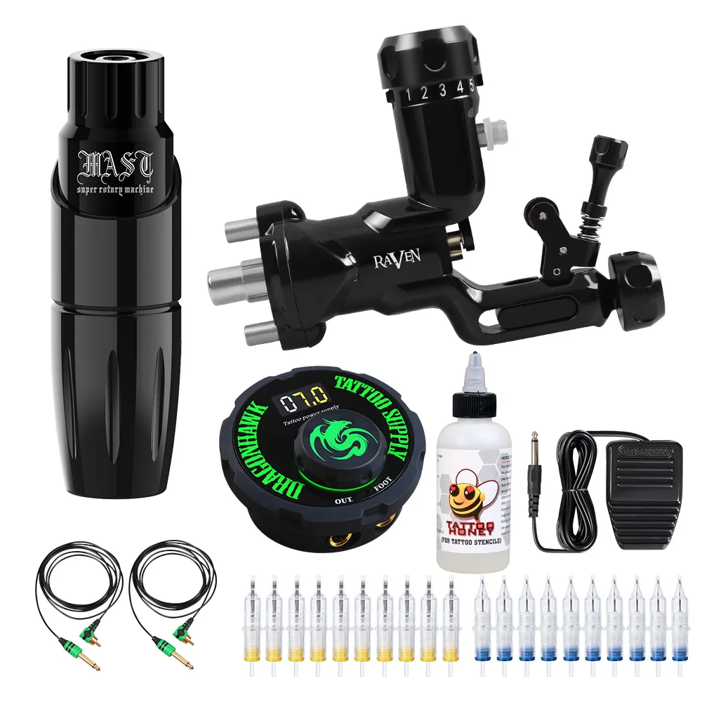 Professional Dragonhawk Rotary Tattoo Machine Tattoo Pen 2 Machines ...