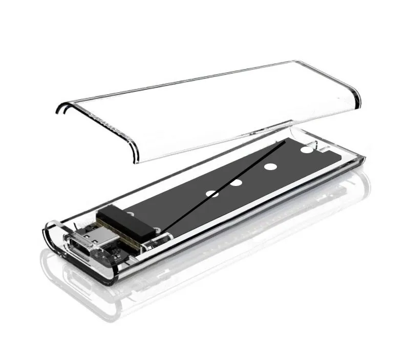 Portable Transparent Ngff M2 Ssd Case M.2 To Usb 3.1 Type-c Sata ...