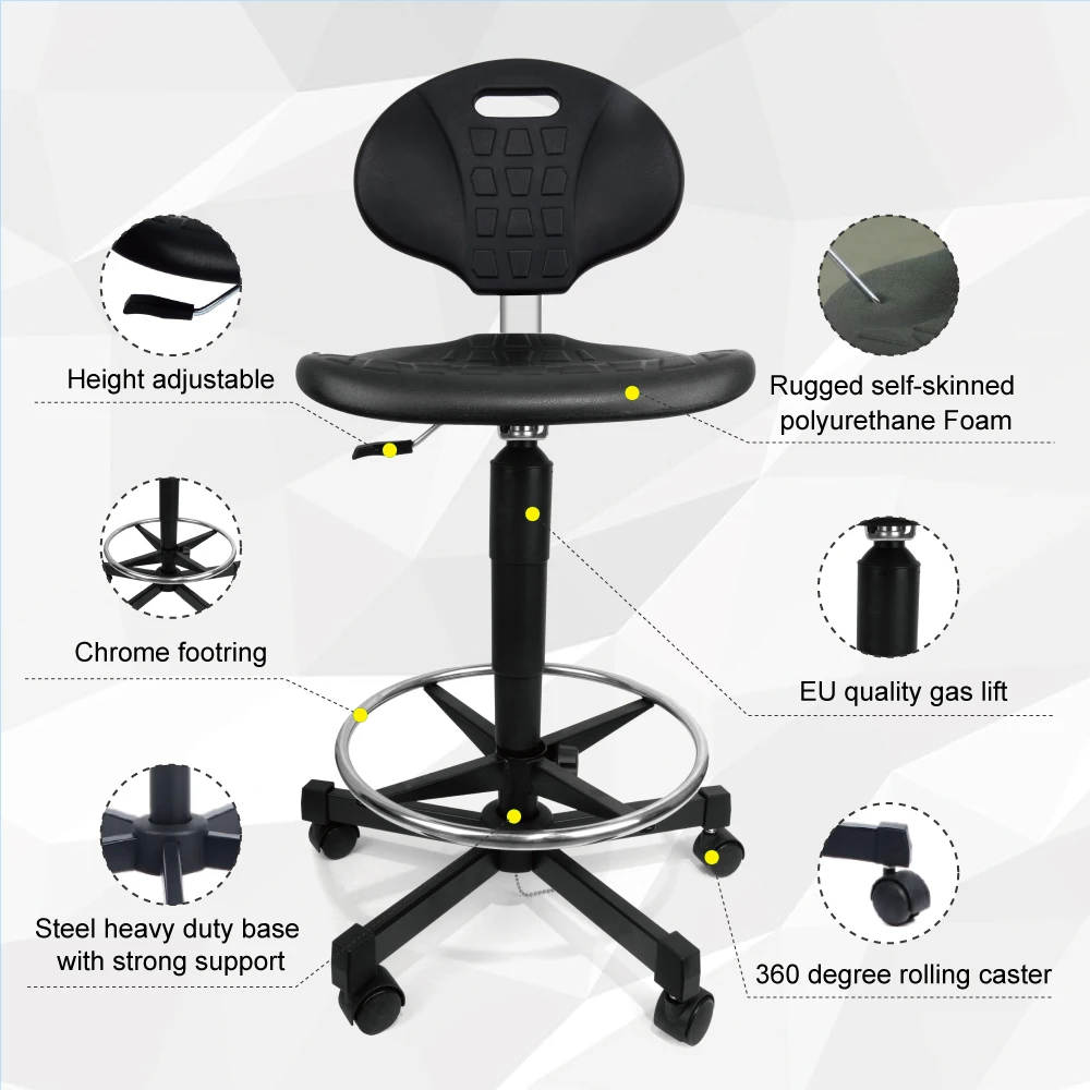 Industrial Workshop ESD Ergonomic Chair With Backrest Laboratory ...