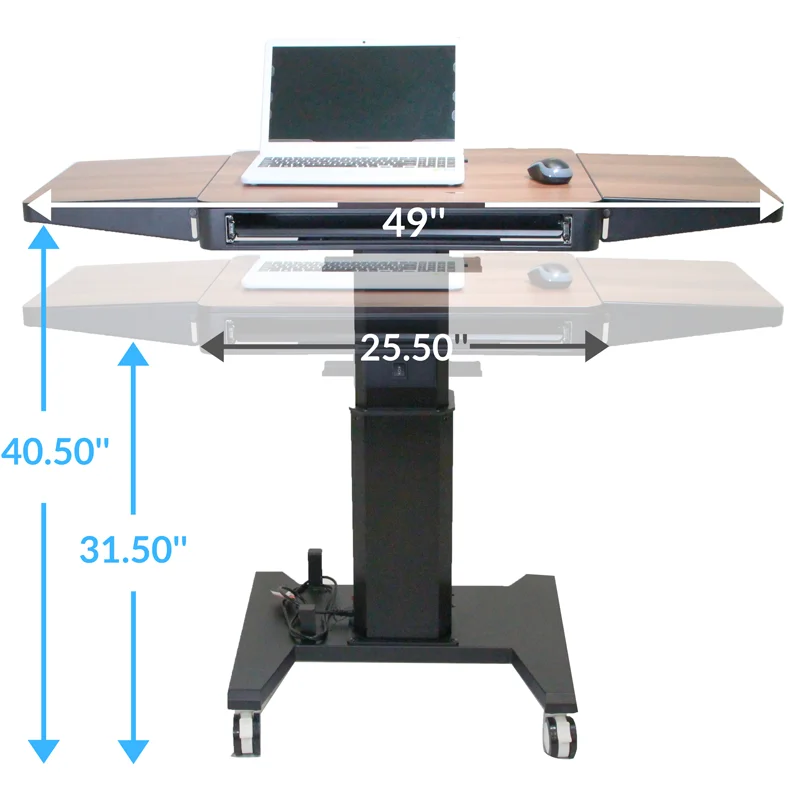 Lectern With Wheels Computer Table Multimedia Podium With Body Electric ...