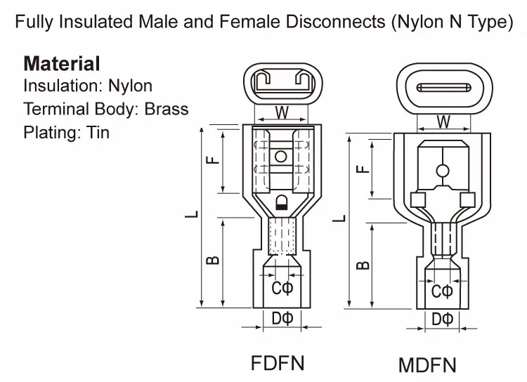 JINH Male and Female Full-Insulating FDFN/MDFN Series Wire Crimp ...