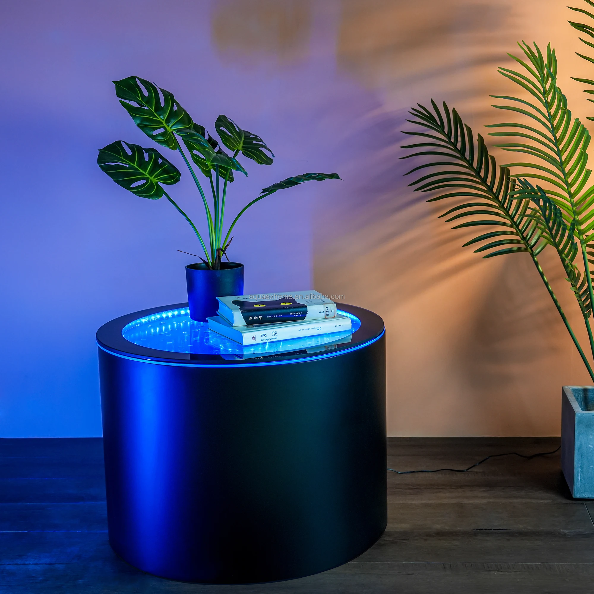 Round Led Bubbling Glow Coffee Table Waterproof Color Changing Table ...