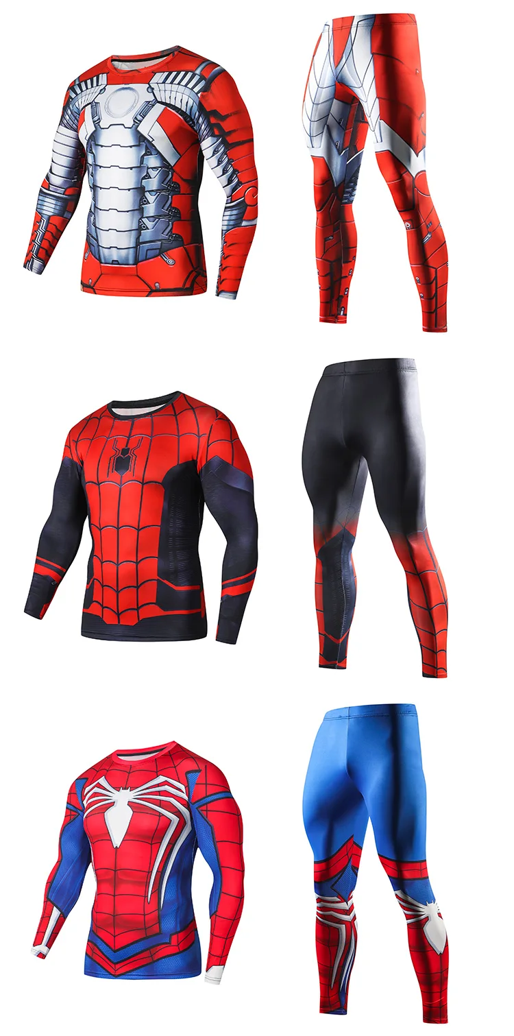 Compression Gym Training Clothes Suits Workout Superhero Jogging ...