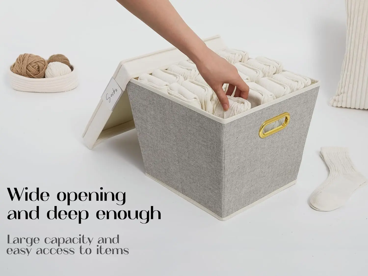 Trapezoid Fabric Storage Boxes With Lids Foldable Organizing Bins For ...