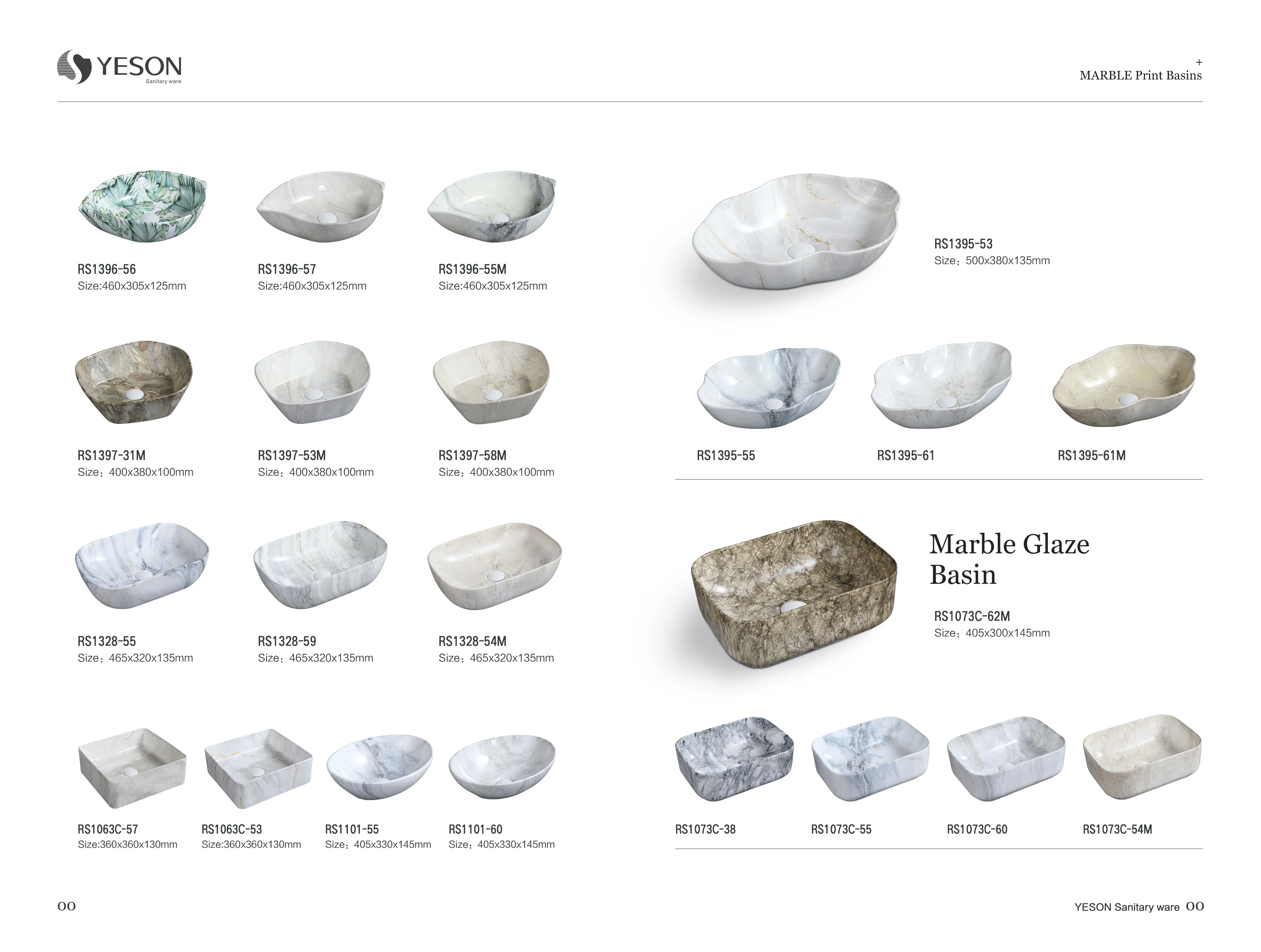 Yeson Cabinet Countertop Bathroom Marble Ceramic Hand Wash Basin