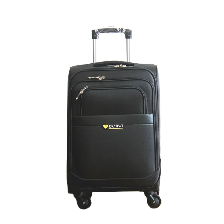 Black Eva Polyester Fabric Trolley Luggage,Suitcase With Leather - Buy ...
