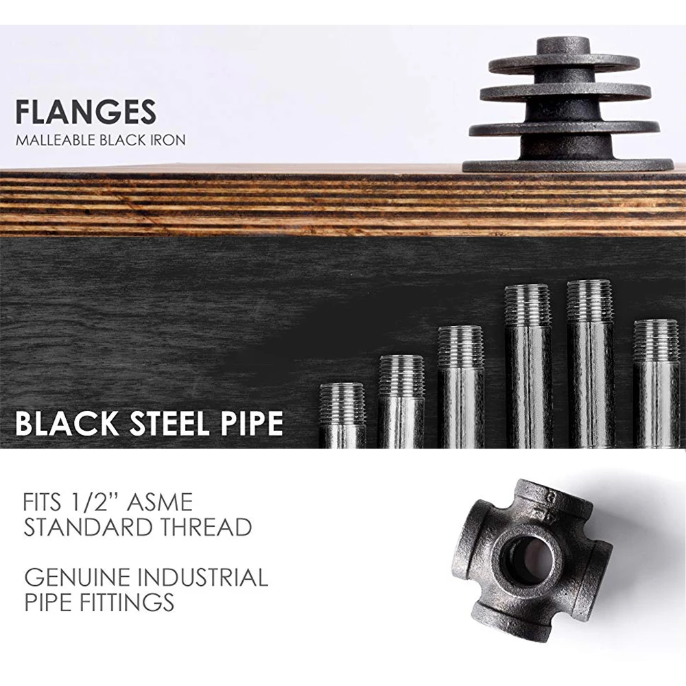 Industrial Pipe Table Legs Long Pre-cut Black Steel Pipe With 3/4 ...