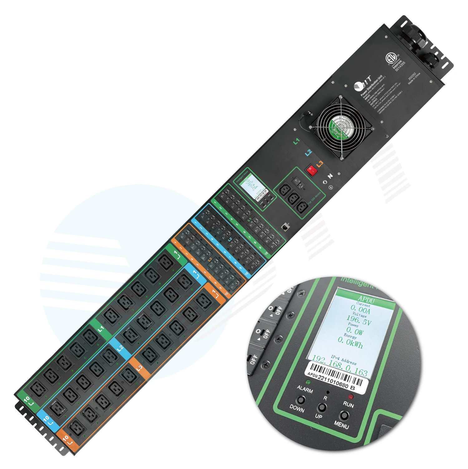 ETL Approved PDU - 30 Ways C19 Socket 3 Phase 200A 415v