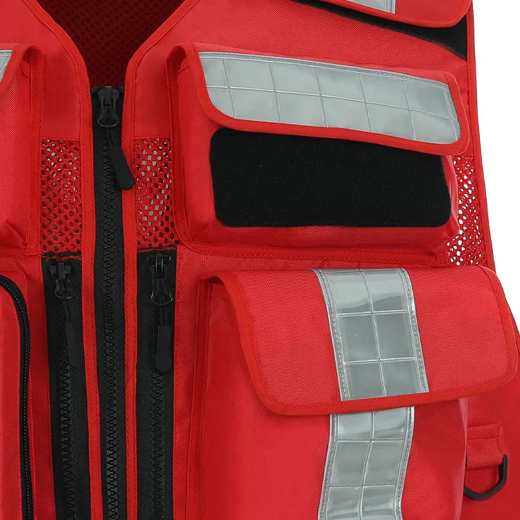 Red Reflective Safety Polyester Paramedic Ambulance First Aid Emt Ems ...