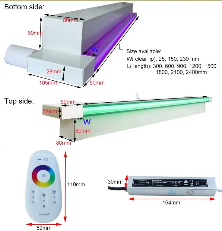 Acrylic Pool Sheer Descent with LED Lights - Colorful & Stylish