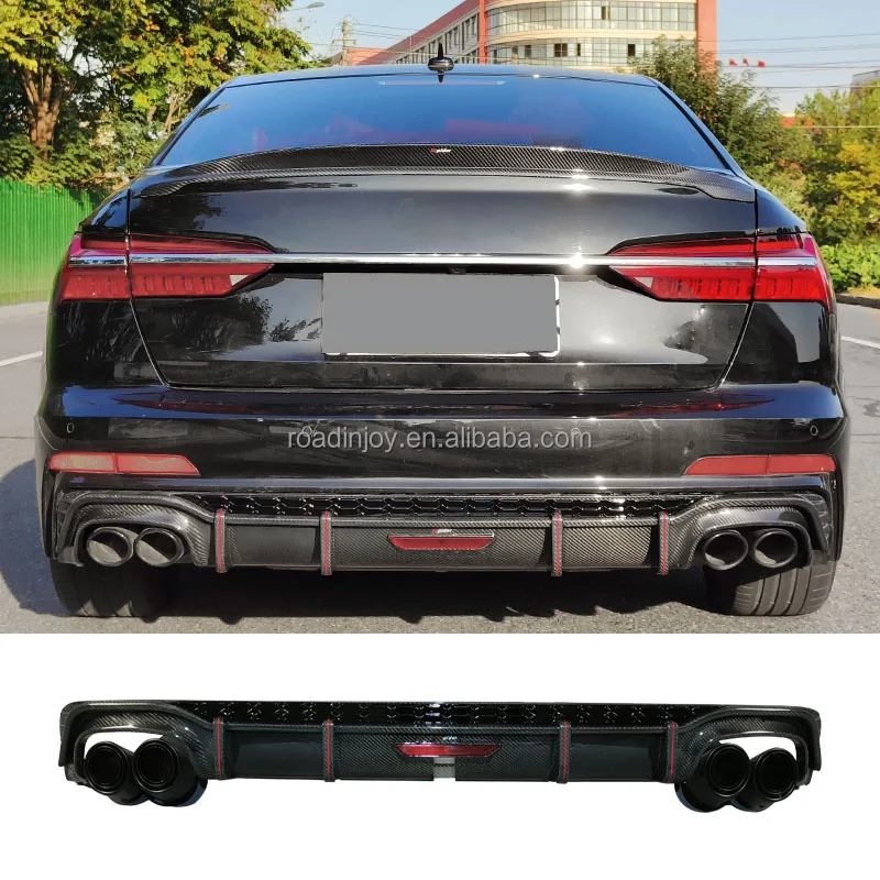 Rs6 Carbon Fiber Rear Diffuser With Tailpipe For Audi A6l C8 Rs6 Style ...