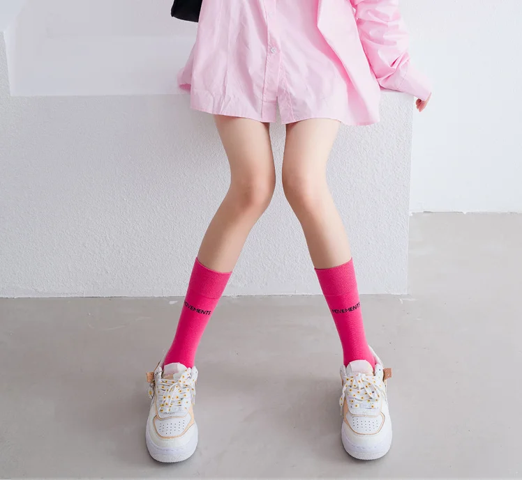 Long Tube Solid Color Socks Pure Letter Women Socks Multi Color Lady ...