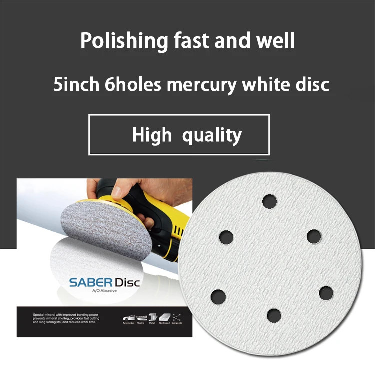 5 Inch Multi-Holes White Sanding Discs - Aluminum Oxide