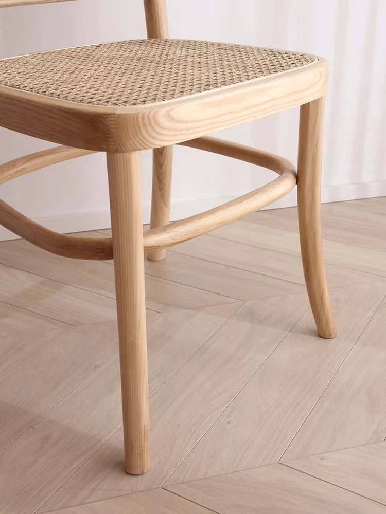 Junqi Solid Wood Rattan Dining Chair Japanese Style Chair Nordic Milk ...