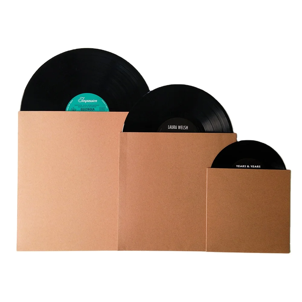 Brown Cardboard Record Sleeves 12 Inch Jacket 350 Gsm Paper For 33 Rpm ...