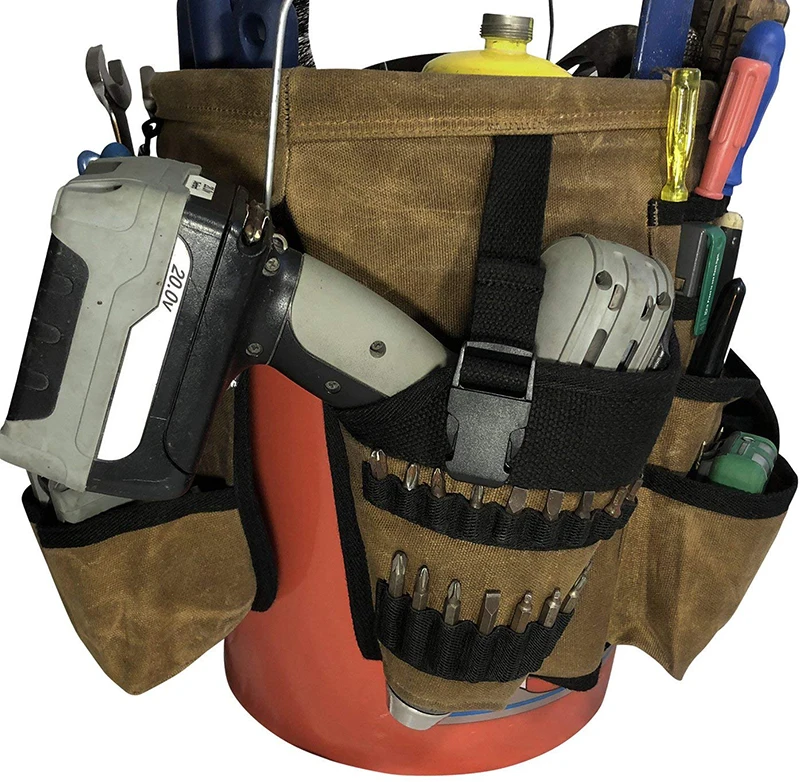 Waxed Canvas Tool Organizer Bucket Tool Bag - Buy Premium Quality ...