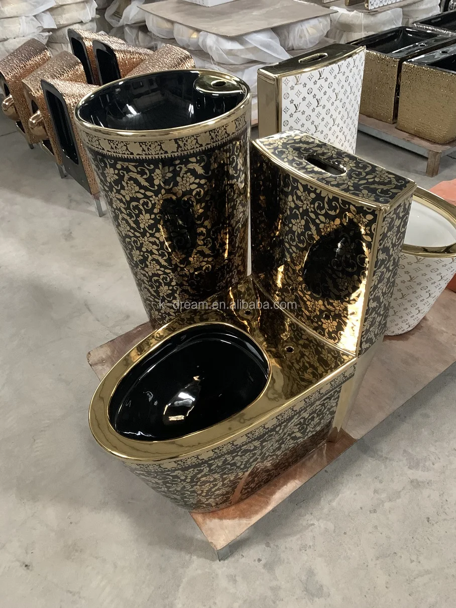 Goldene Wc Set S-trap & P-falle Gold Überzogene Design Wc Becken Set ...