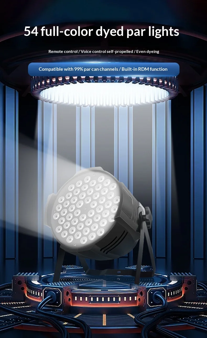54 3W Full Color Par Lamp LED Stage Lights Sound Remote Control IP25 ...