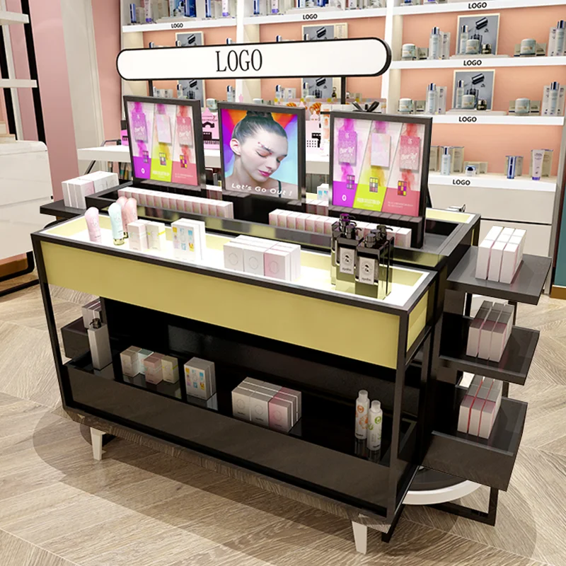 Customizable Double-Sided Island Cabinet Display for Beauty Salon ...