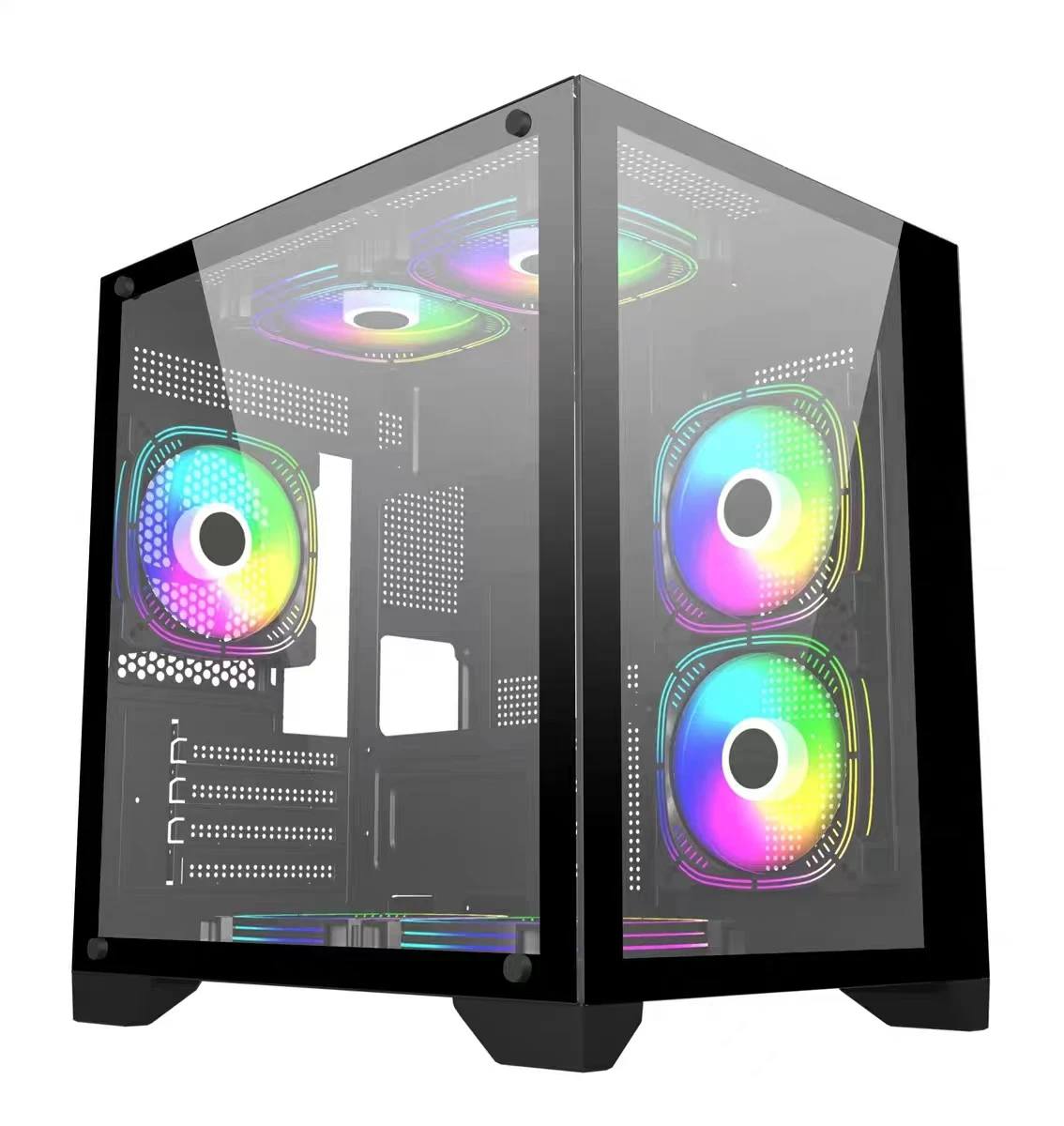 Dual Tempered Glass Desktop Computer Case PC Gaming Casing Gamer Type C ...